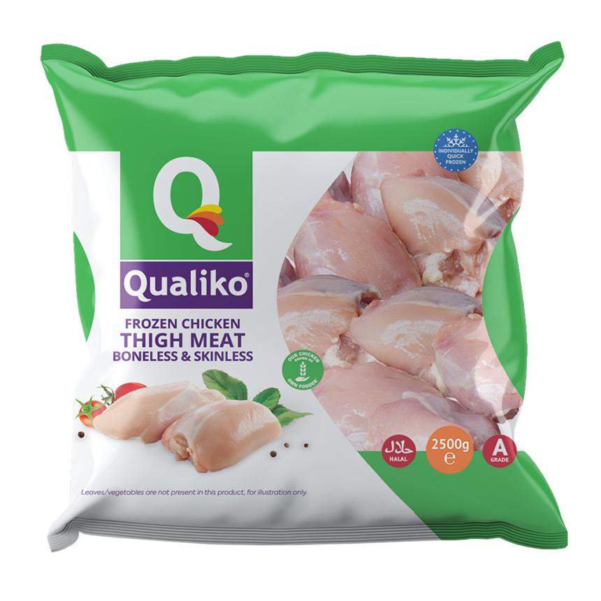 Chicken Thigh Meat boneless & skinless - Qualiko. Frozen chicken meat